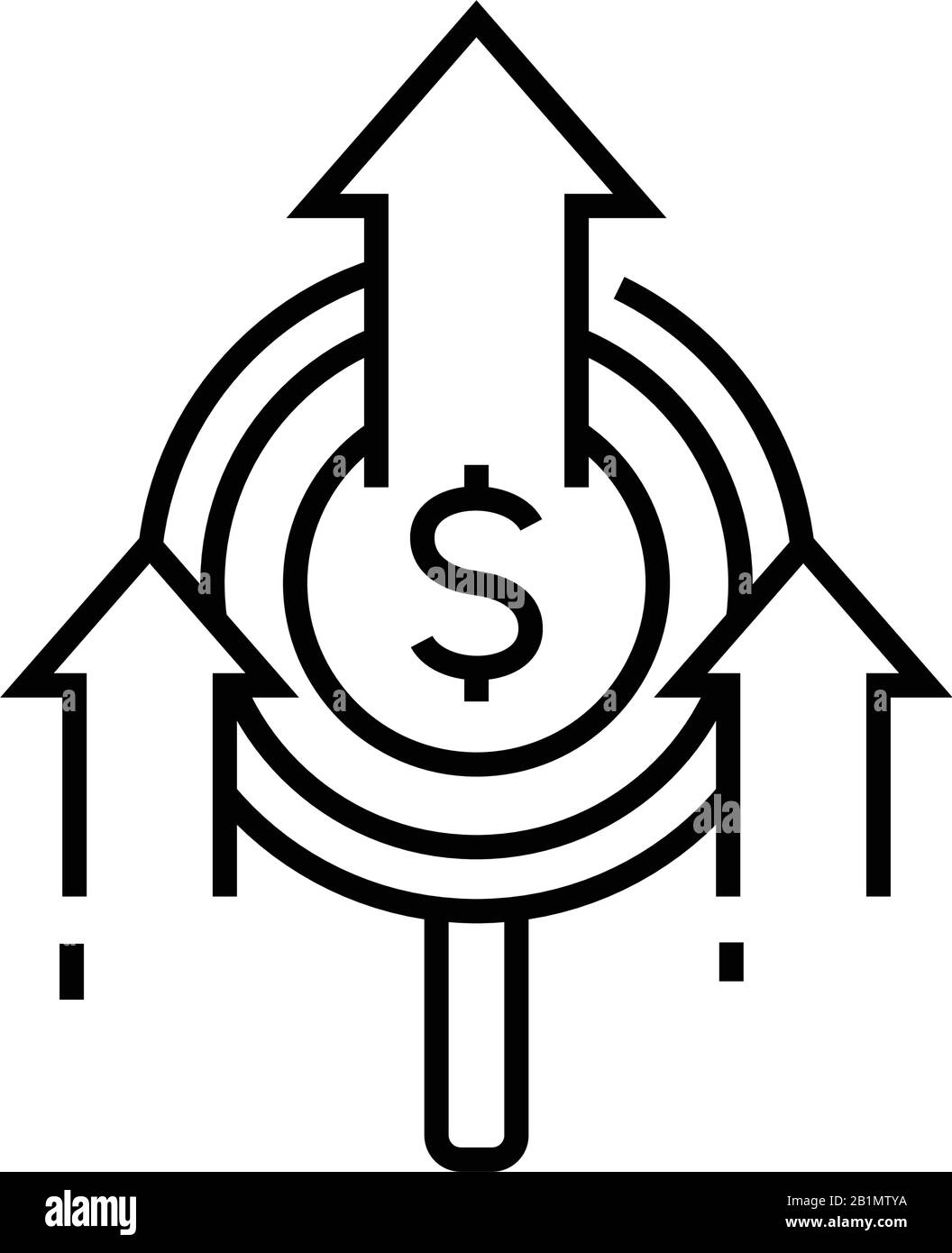 Income growth line icon, concept sign, outline vector illustration ...