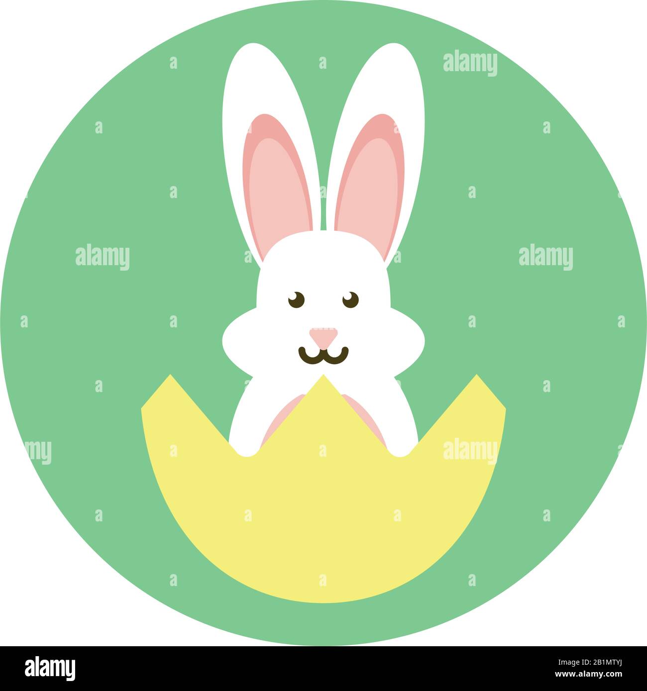 eggshell with cute rabbit icon over white background, block style icon ...
