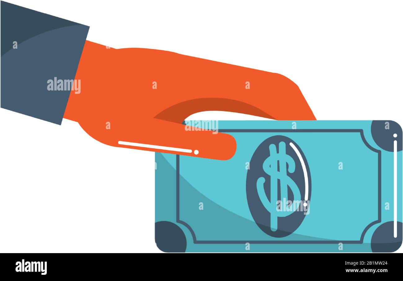 hand giving bill money business financial vector illustration color ...