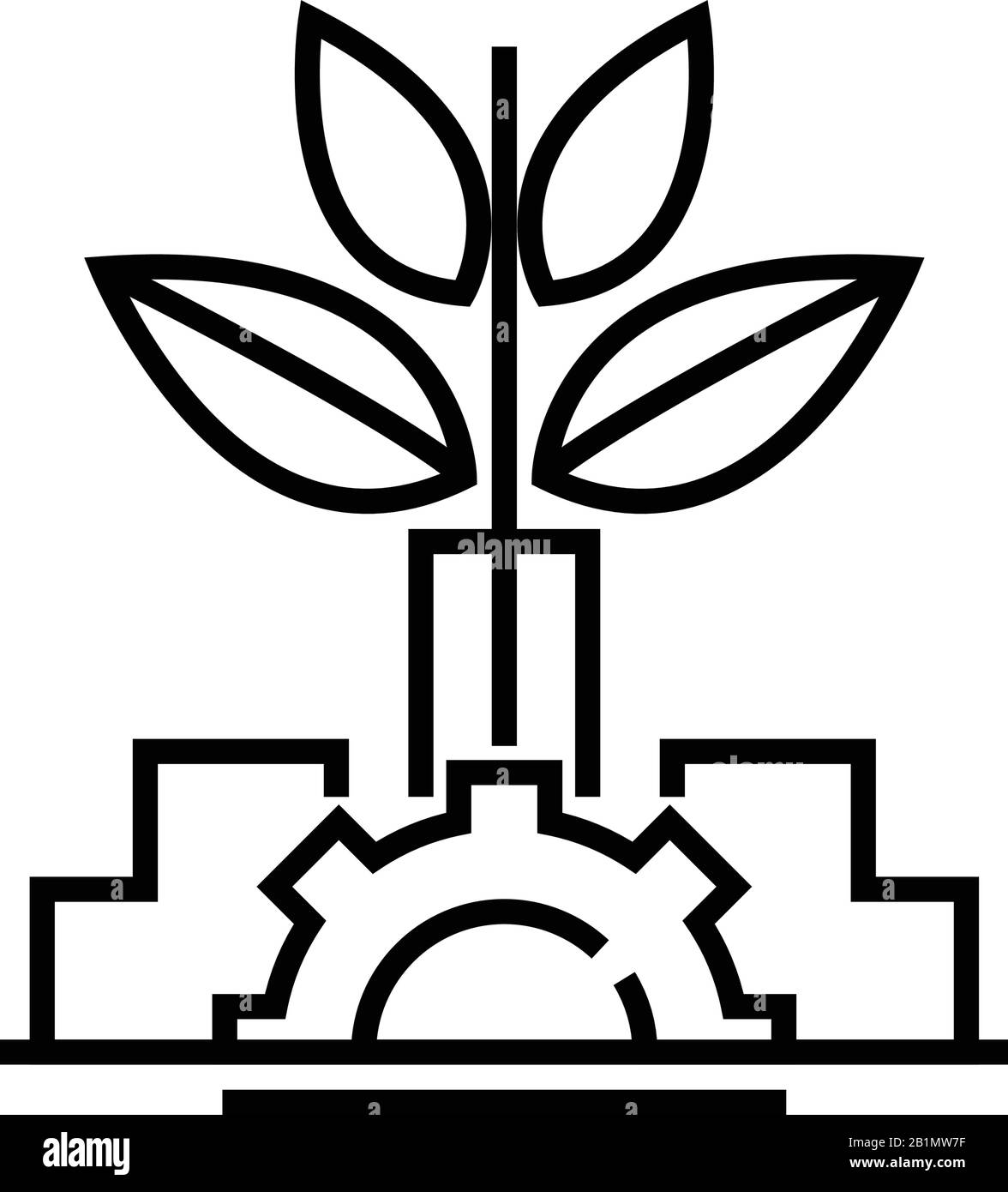 Growing production line icon, concept sign, outline vector illustration ...