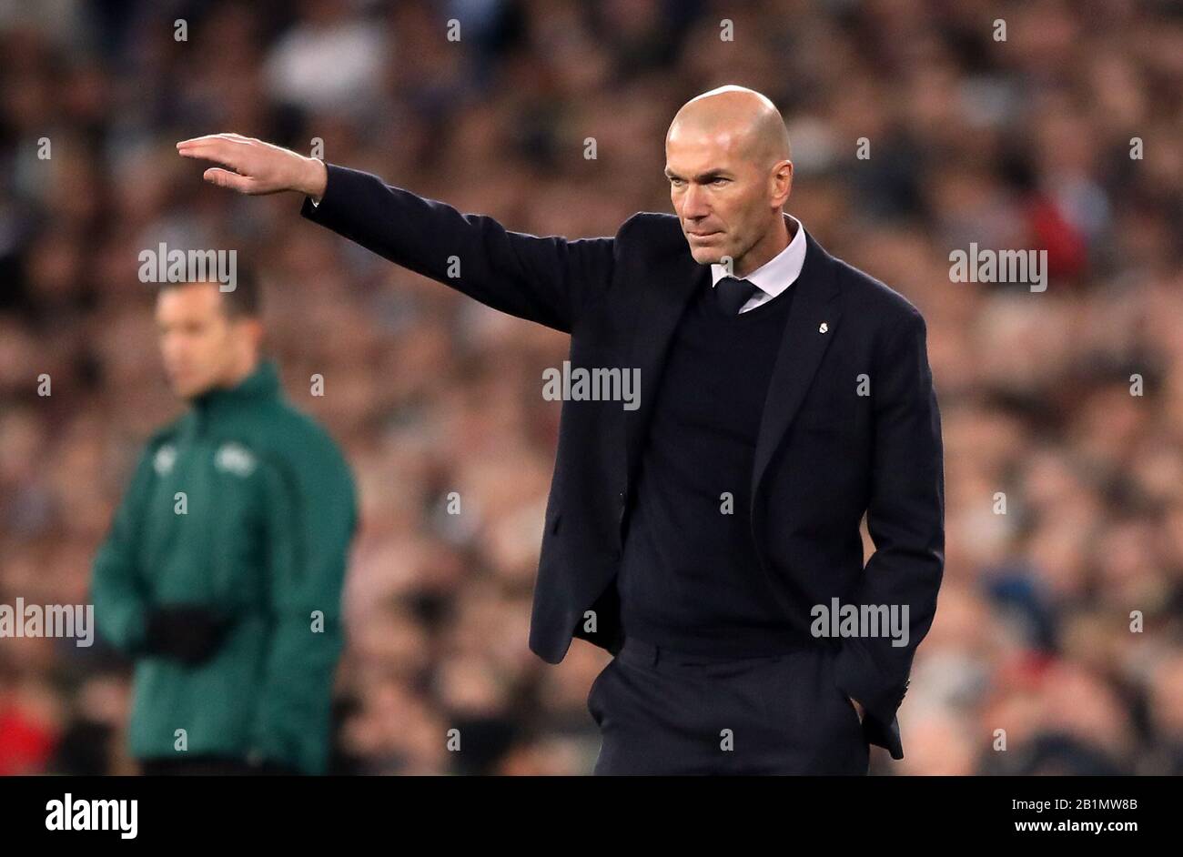 Real Madrid manager Zinedine Zidane on the touchline during the UEFA ...