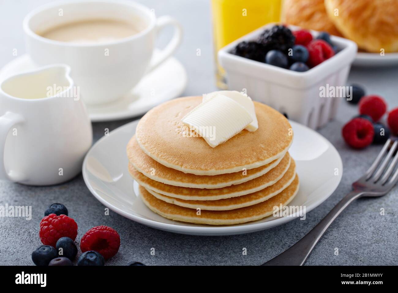 Breakfast table setting pancakes hi-res stock photography and images ...