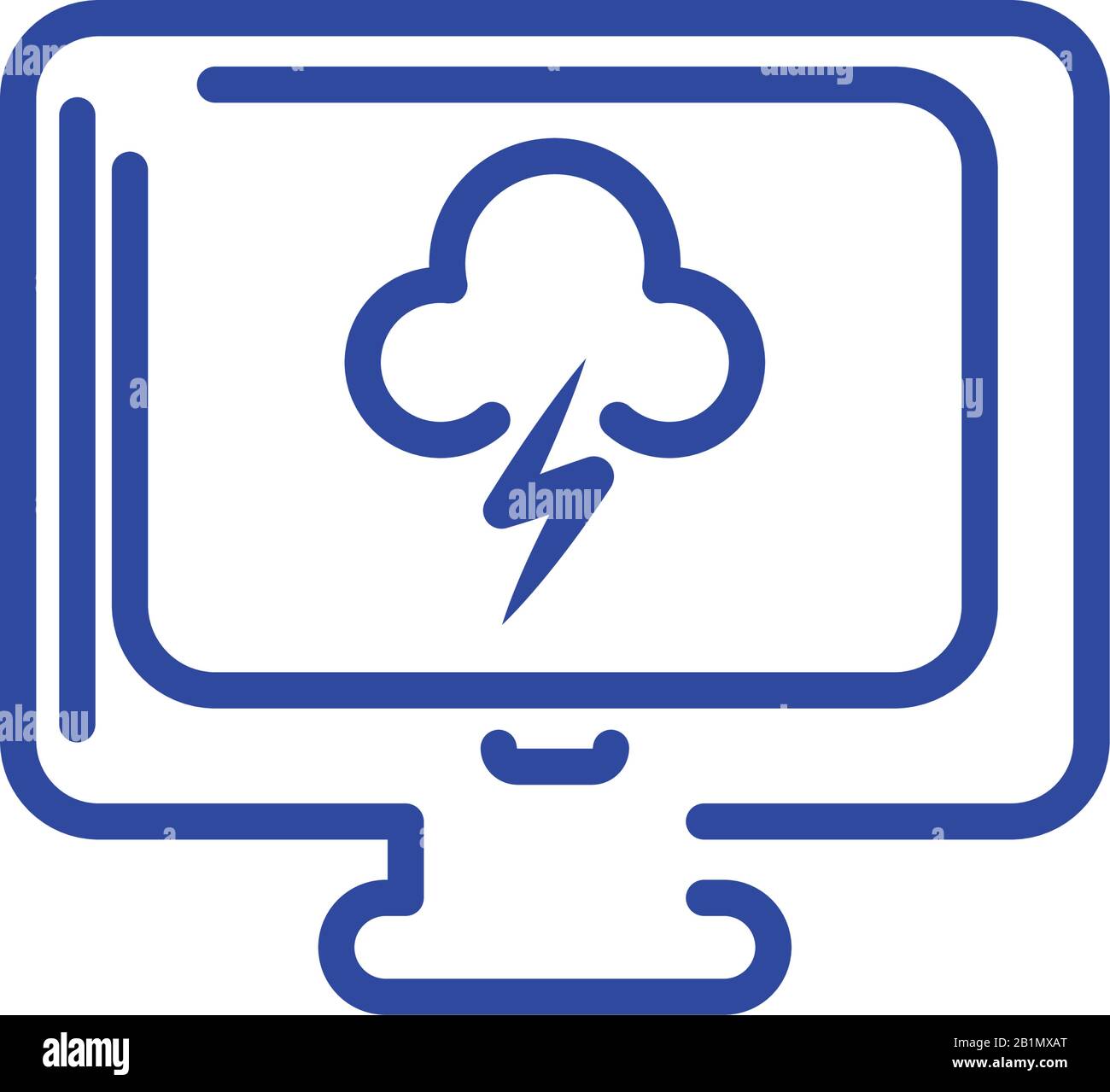 computer with storm clouds icon over white background, line style icon ...