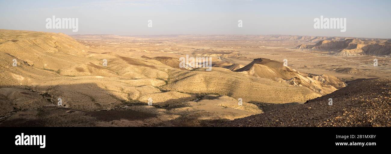 Hiking in stone desert mountain landscape of Israel Stock Photo - Alamy