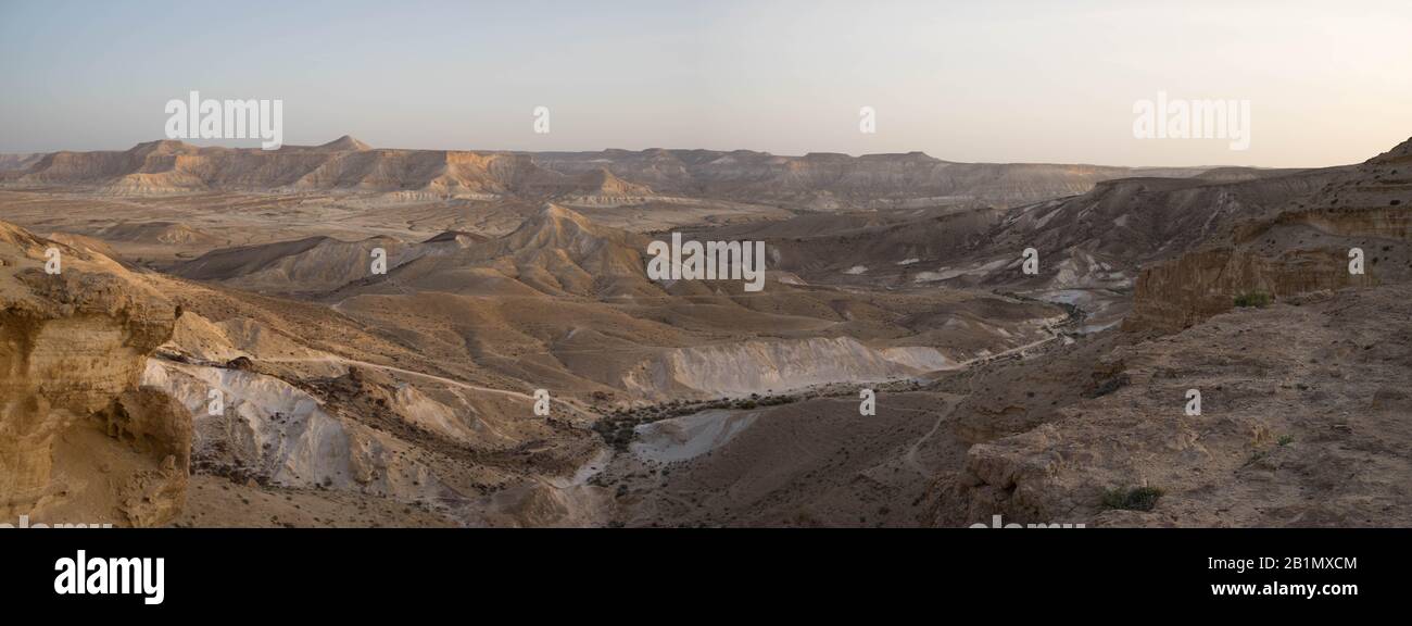 Hiking in stone desert mountain landscape of Israel Stock Photo - Alamy