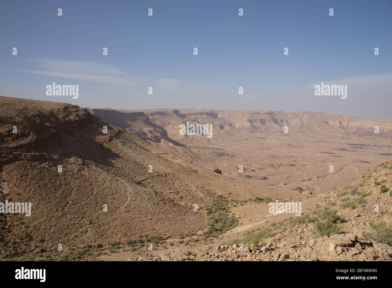 Hiking in stone desert mountain landscape of Israel Stock Photo - Alamy
