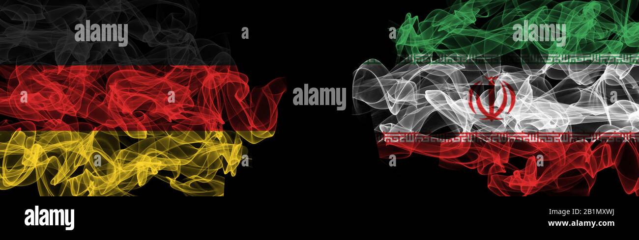 Flags of Germany and Iran on Black background, Germany vs Iran Smoke ...