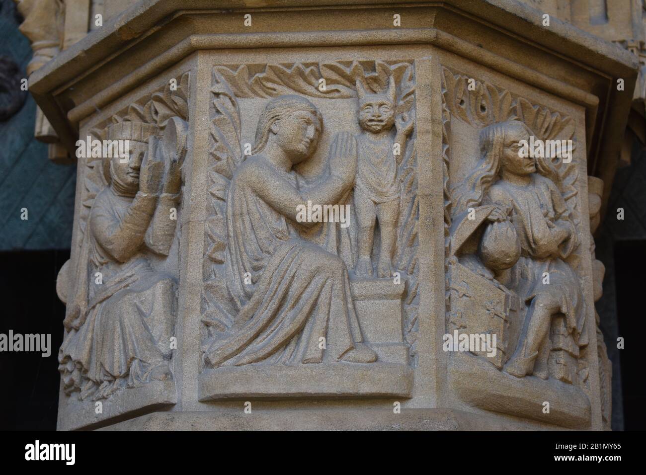 Metz Cathedral Carvings. Close up of the sculptured pillars and walls ...