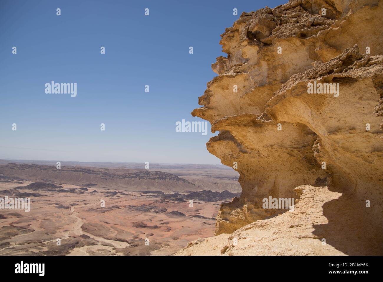 Hiking in stone desert mountain landscape of Israel Stock Photo - Alamy
