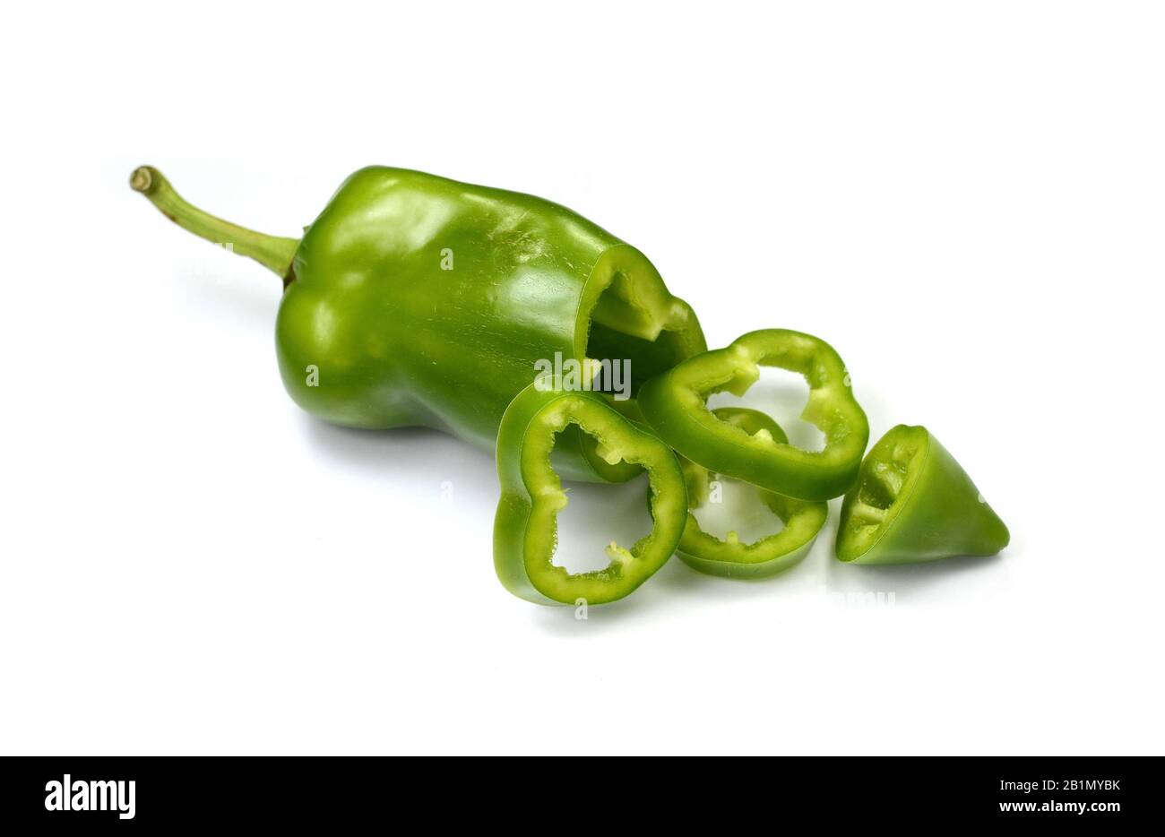 Sliced fresh green paprika isolated on white background Stock Photo - Alamy