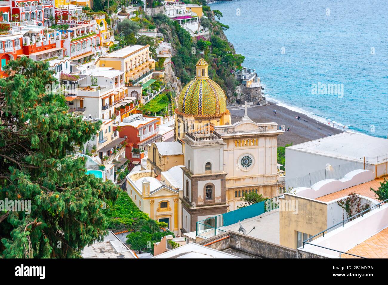 Beautiful Landscape with Positano town at famous amalfi coast, Italy ...