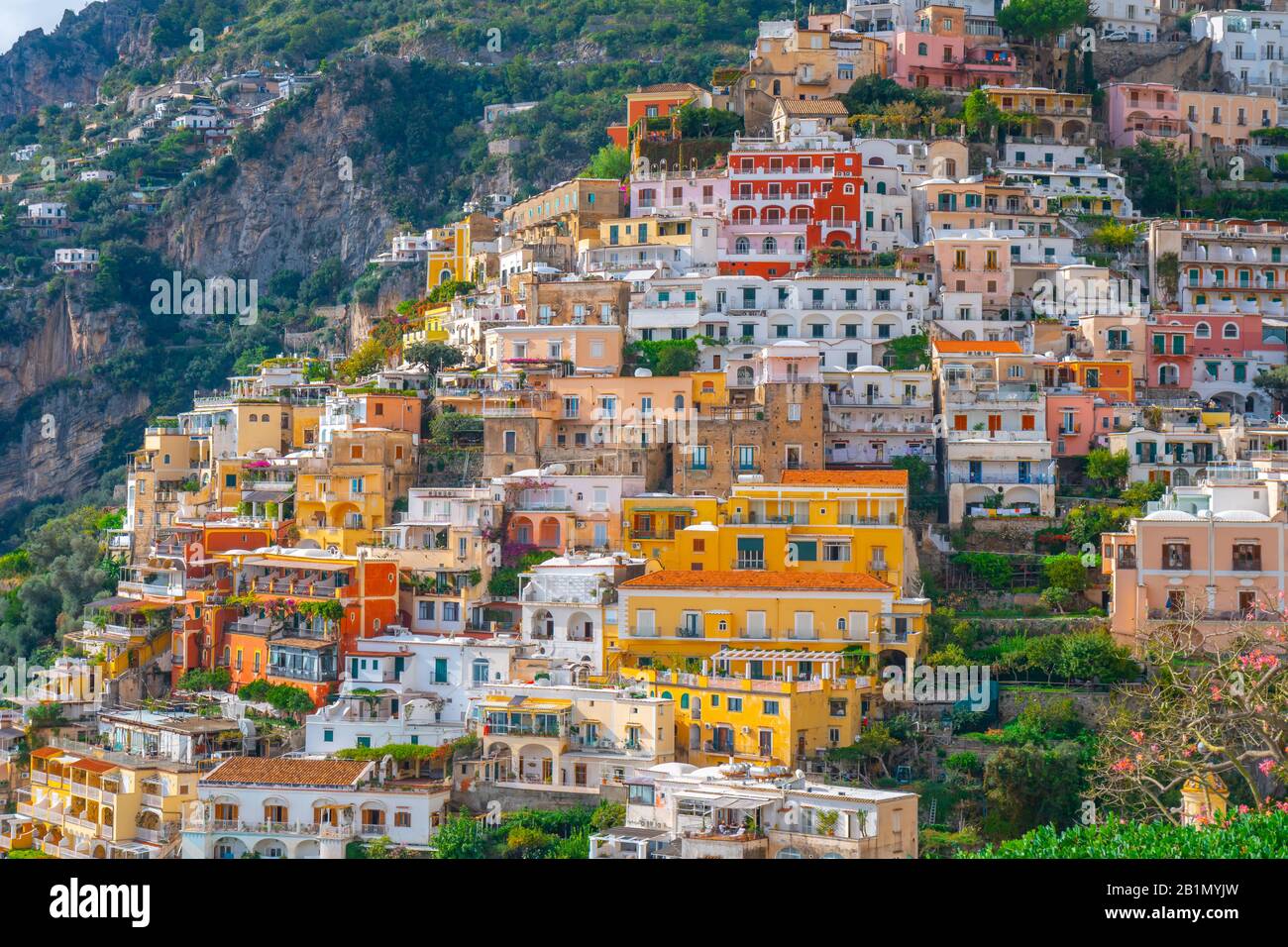 Beautiful Landscape with Positano town at famous amalfi coast, Italy ...