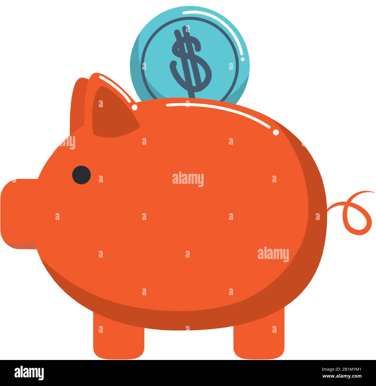 piggy bank with coin money business financial vector illustration color ...