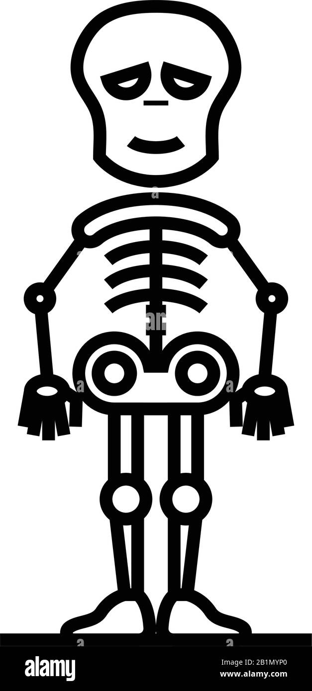Horror skeleton line icon, concept sign, outline vector illustration ...