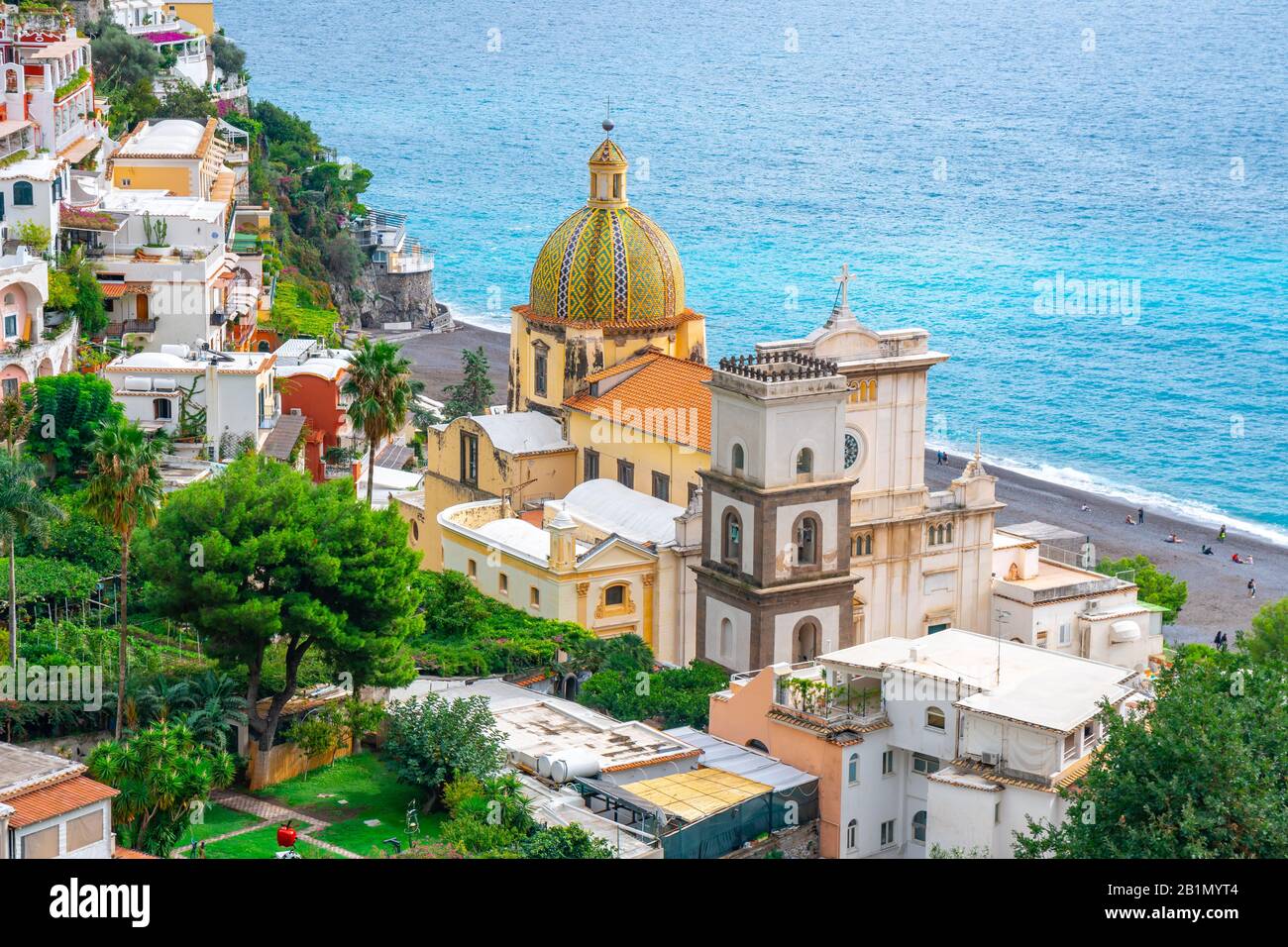 Beautiful Landscape with Positano town at famous amalfi coast, Italy ...