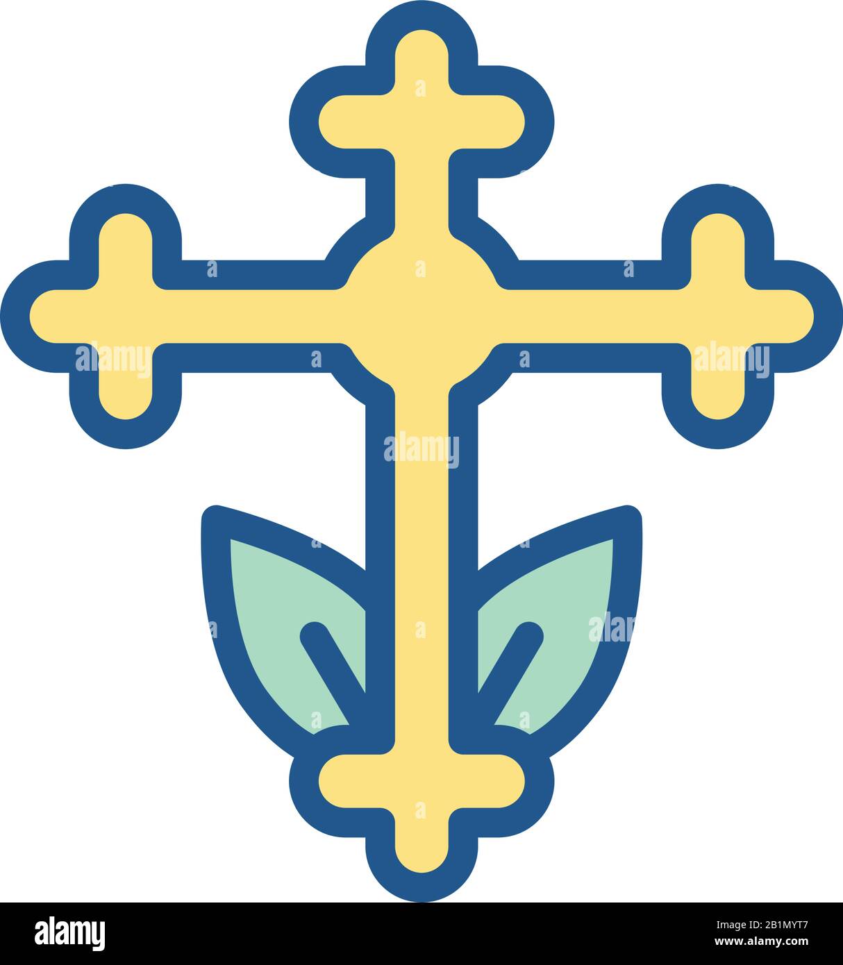 catholic cross over white background, line style icon, vector ...