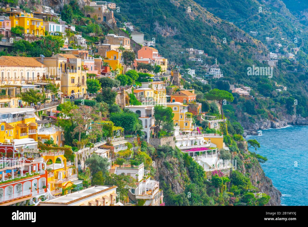 Beautiful Landscape with Positano town at famous amalfi coast, Italy ...