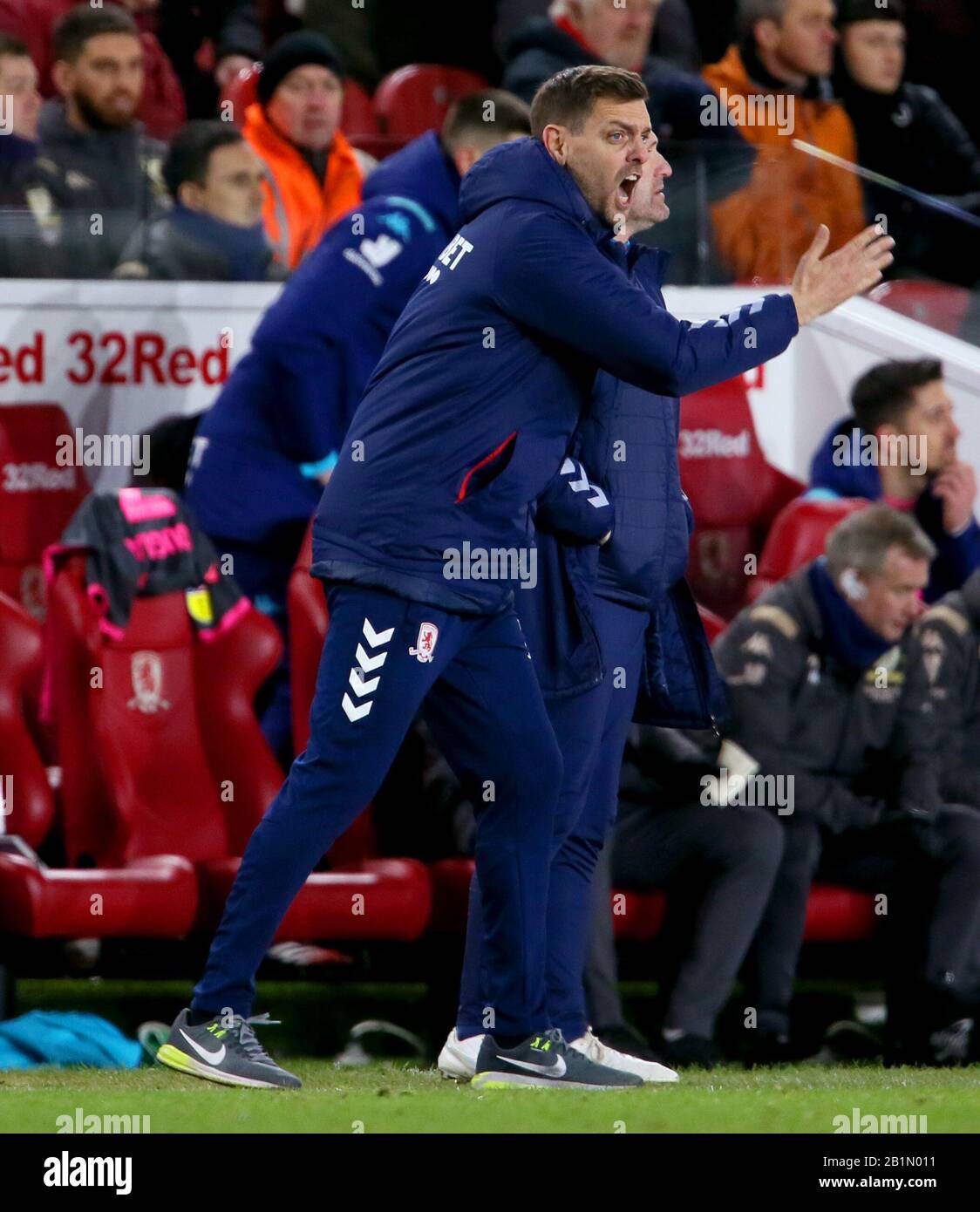 Middlesbrough manager Jonathan Woodgate (left) gestures on the ...