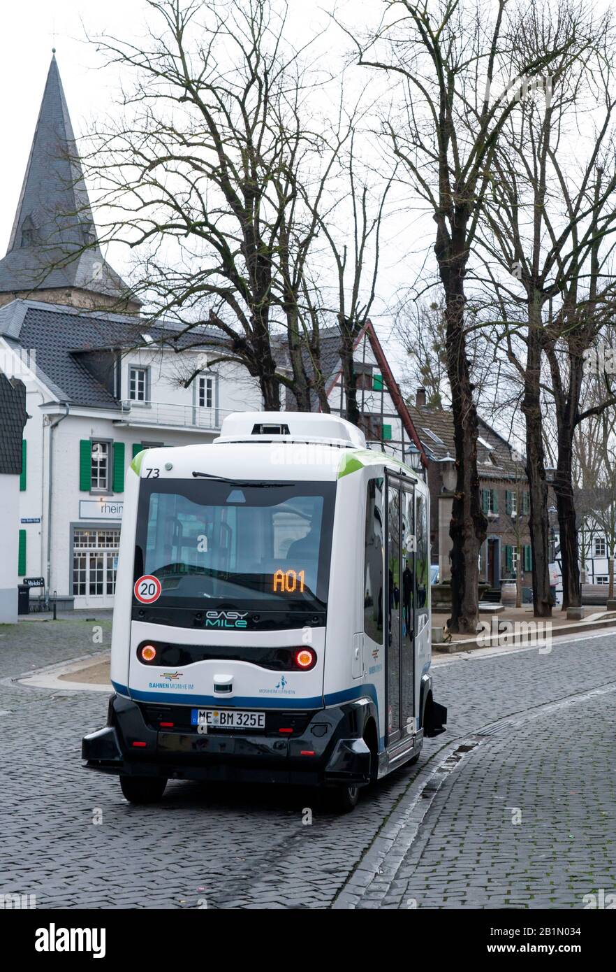Autonomously driving public bus, in Monheim, Germany, 5 electric buses ...
