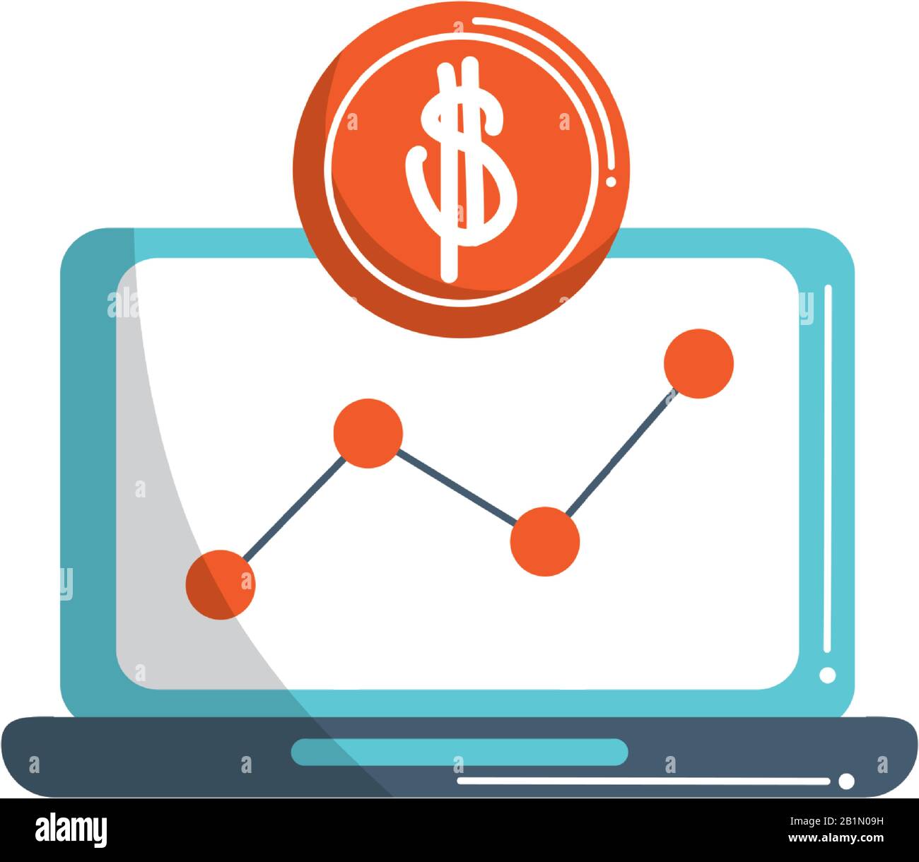 laptop computer chart report profit money business financial vector ...