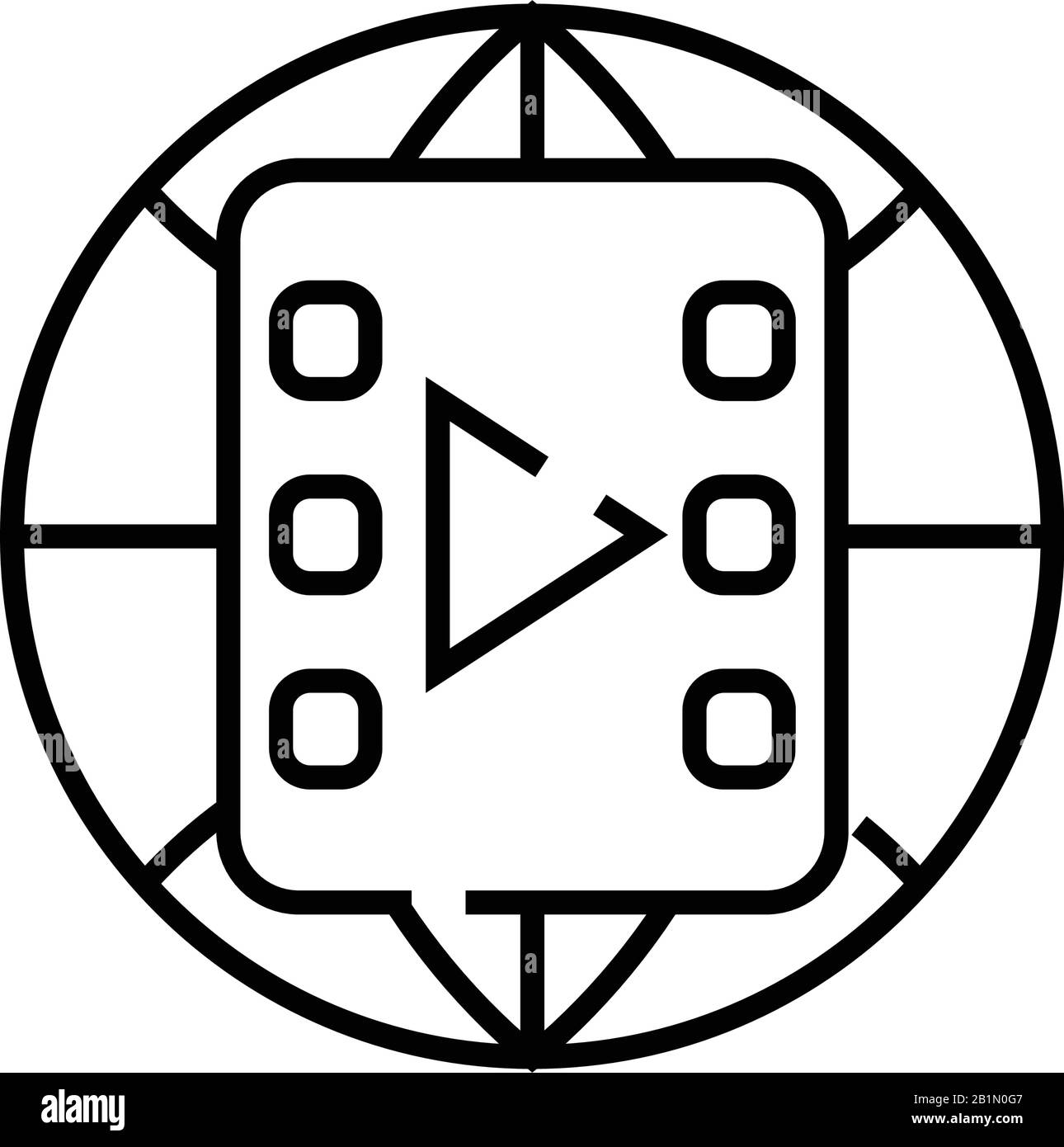 Global video line icon, concept sign, outline vector illustration ...