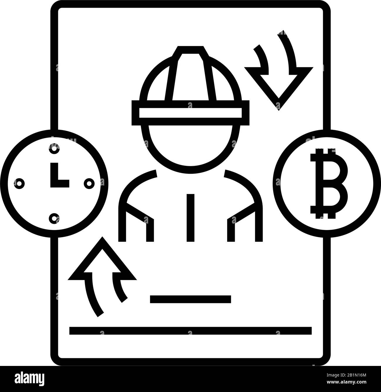 Hourly work line icon, concept sign, outline vector illustration ...