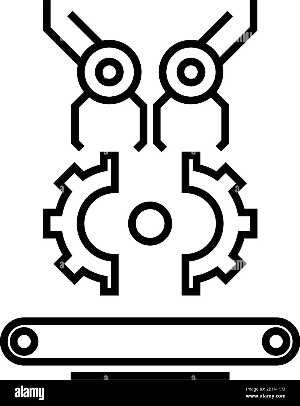 Industry robots line icon, concept sign, outline vector illustration ...