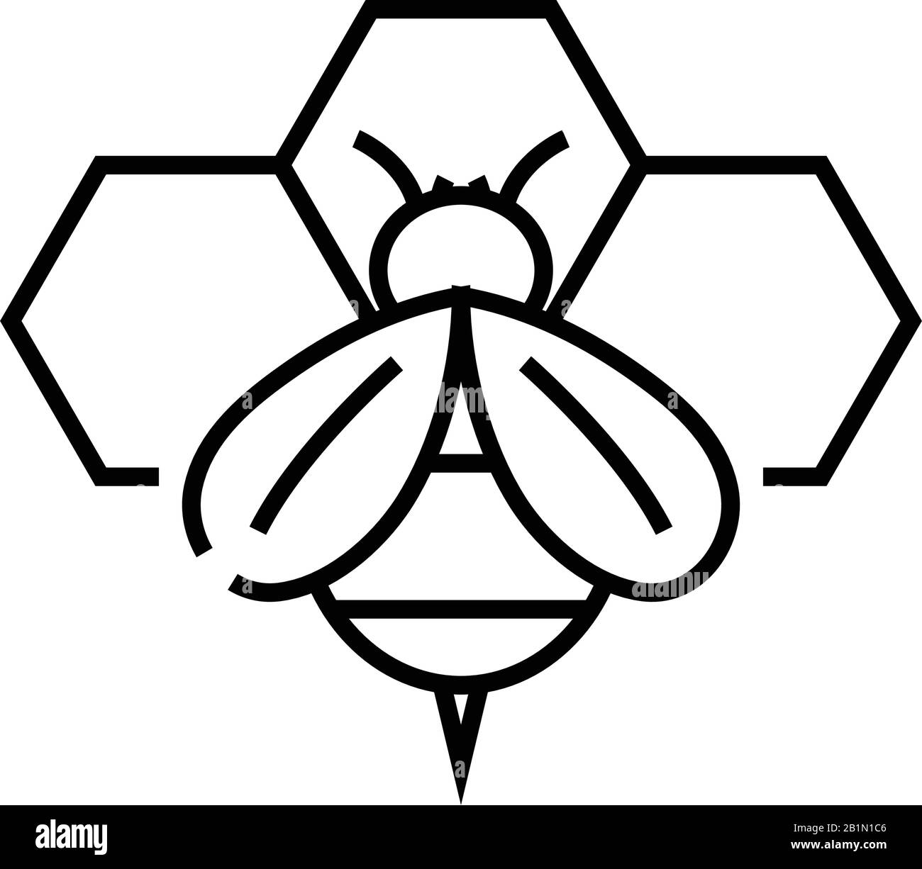 Honey bee line icon, concept sign, outline vector illustration, linear ...