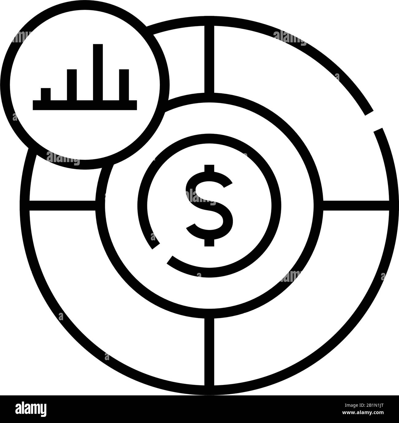 Income chart line icon, concept sign, outline vector illustration ...