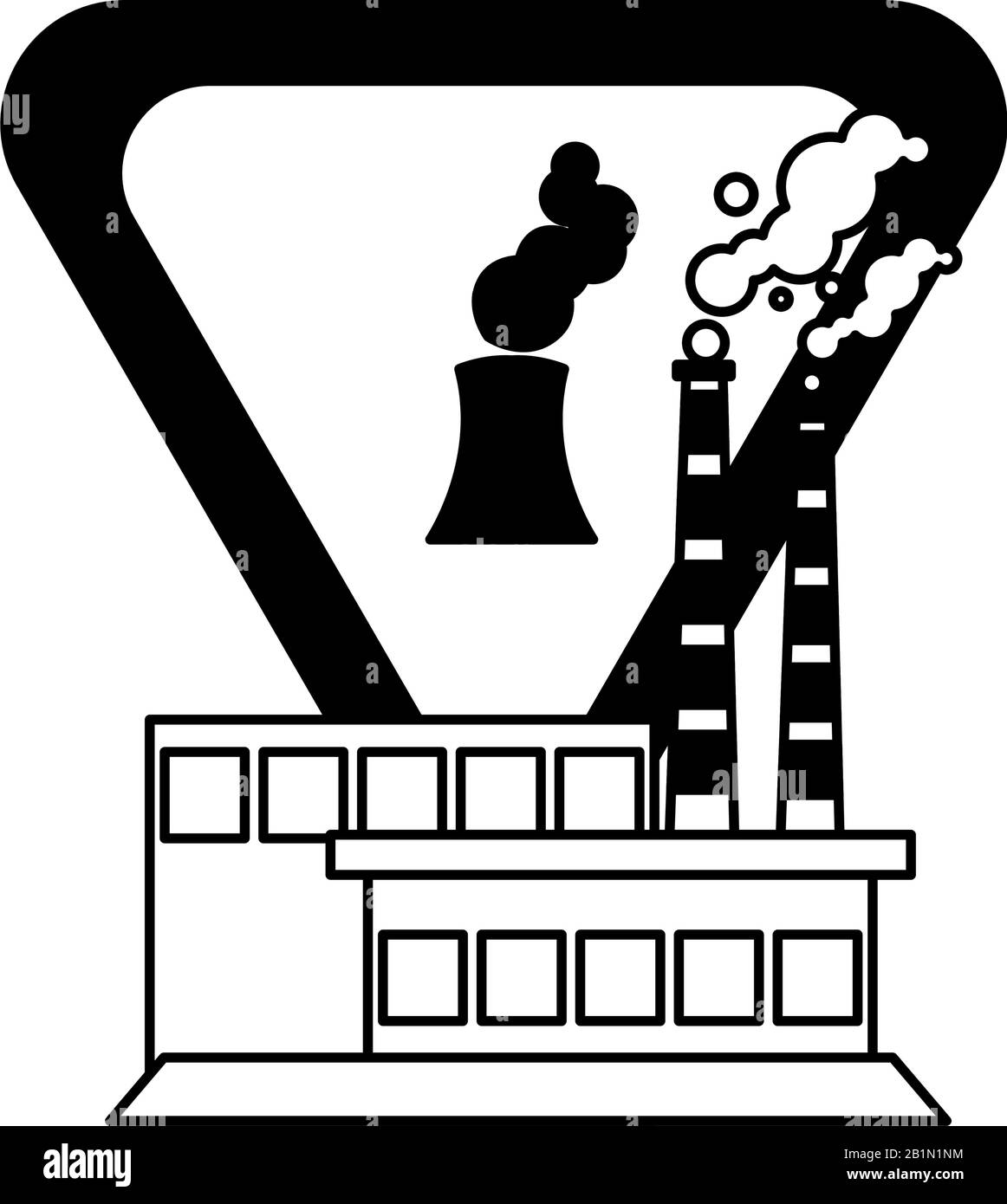 factory with smoke clouds on white background vector illustration ...