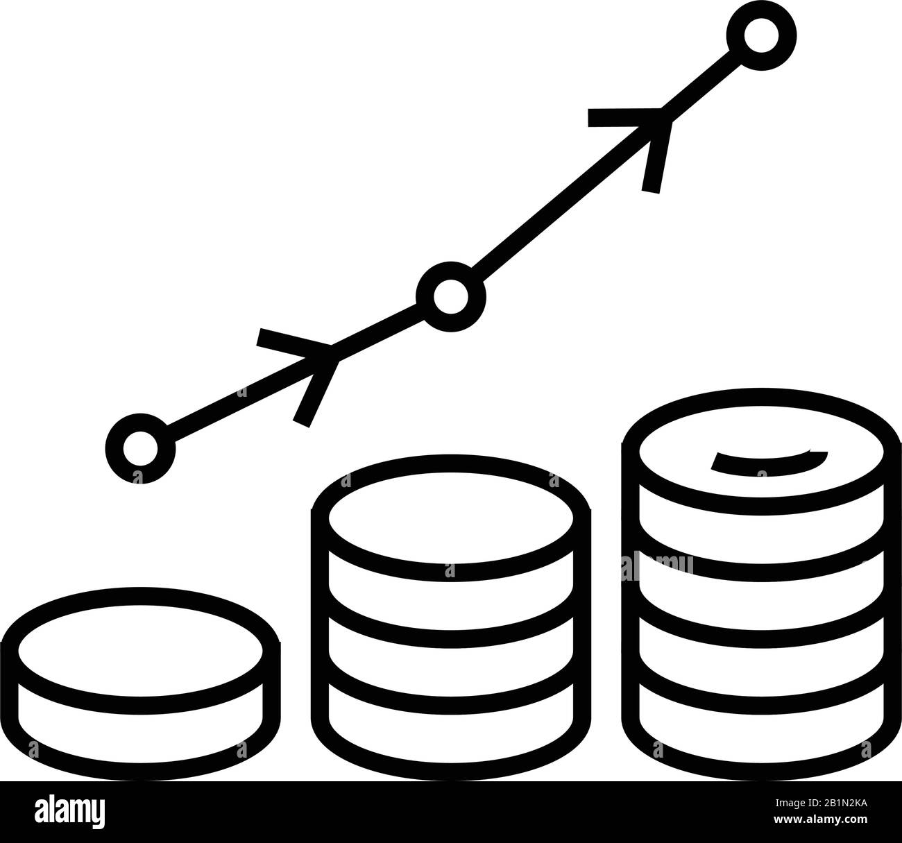 Income rising line icon, concept sign, outline vector illustration ...