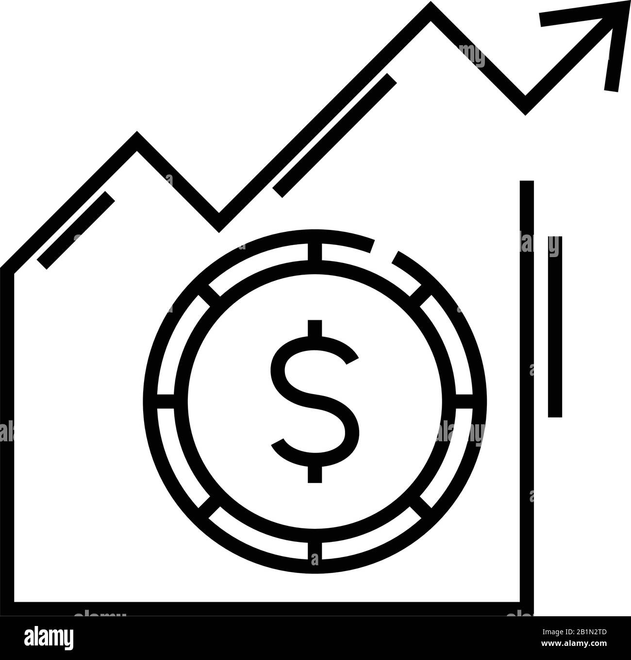 Income growth line icon, concept sign, outline vector illustration ...