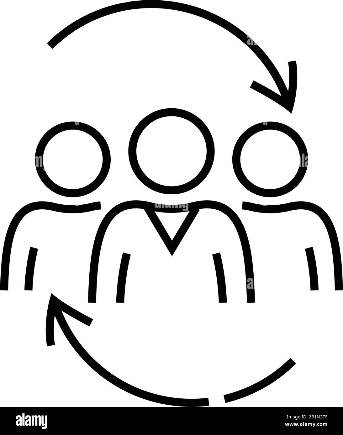 Group collaboration line icon, concept sign, outline vector ...