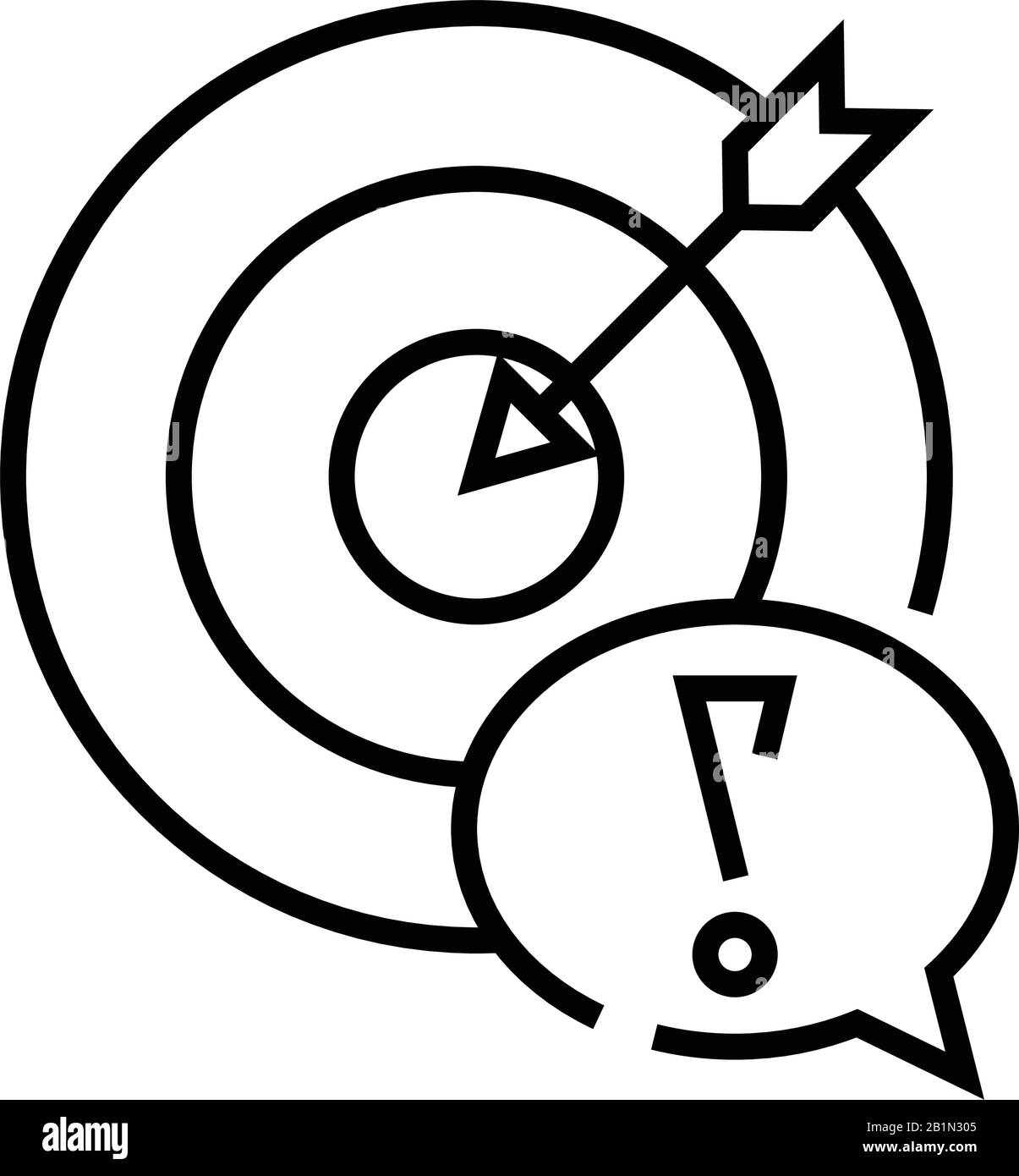 Hitting target line icon, concept sign, outline vector illustration ...