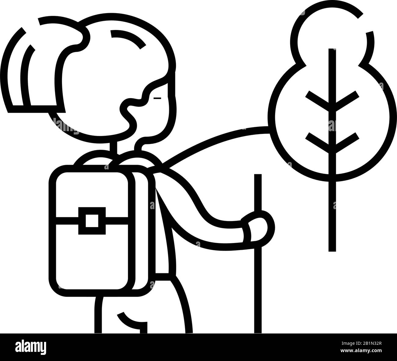 Hiker line icon, concept sign, outline vector illustration, linear ...