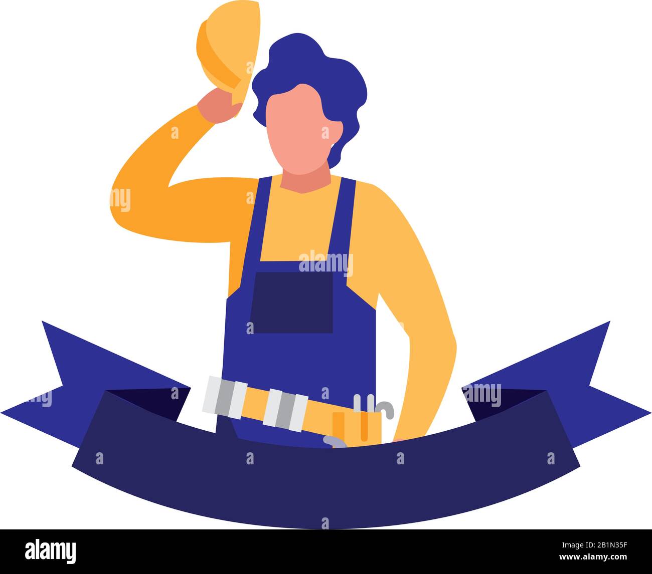 technician man in uniform with equipment on white background vector ...