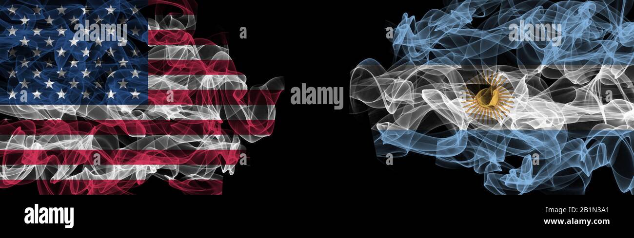 Flags of USA and Argentina on Black background, USA vs Argentina Smoke ...