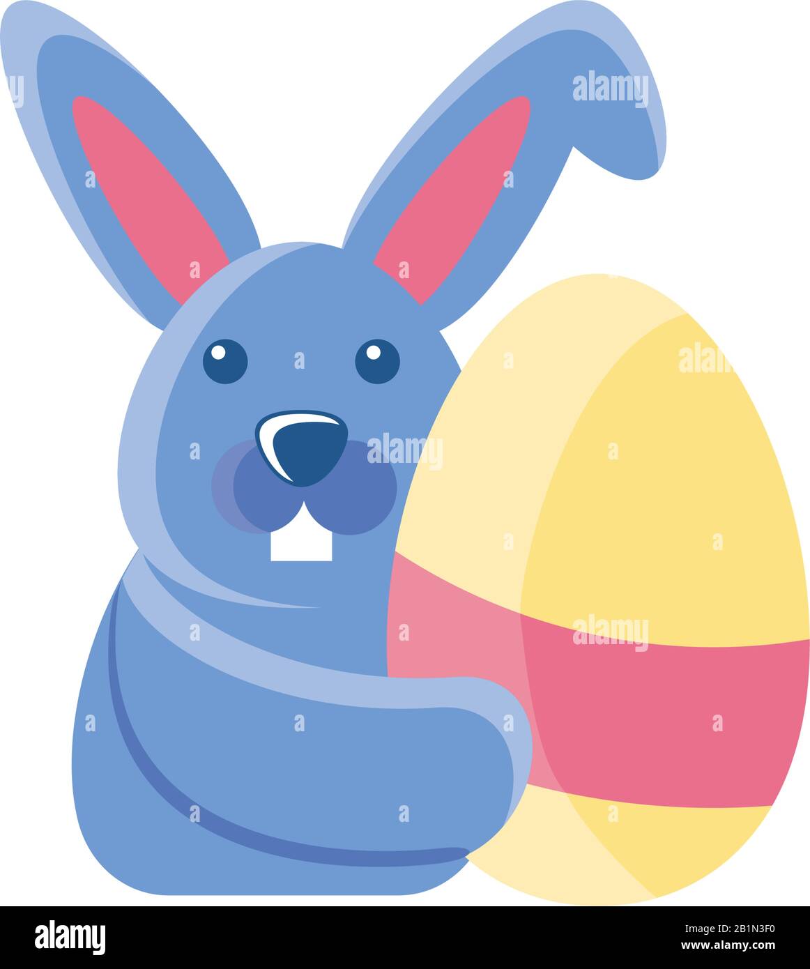 cute rabbit with easter egg icon over white background, colorful and ...
