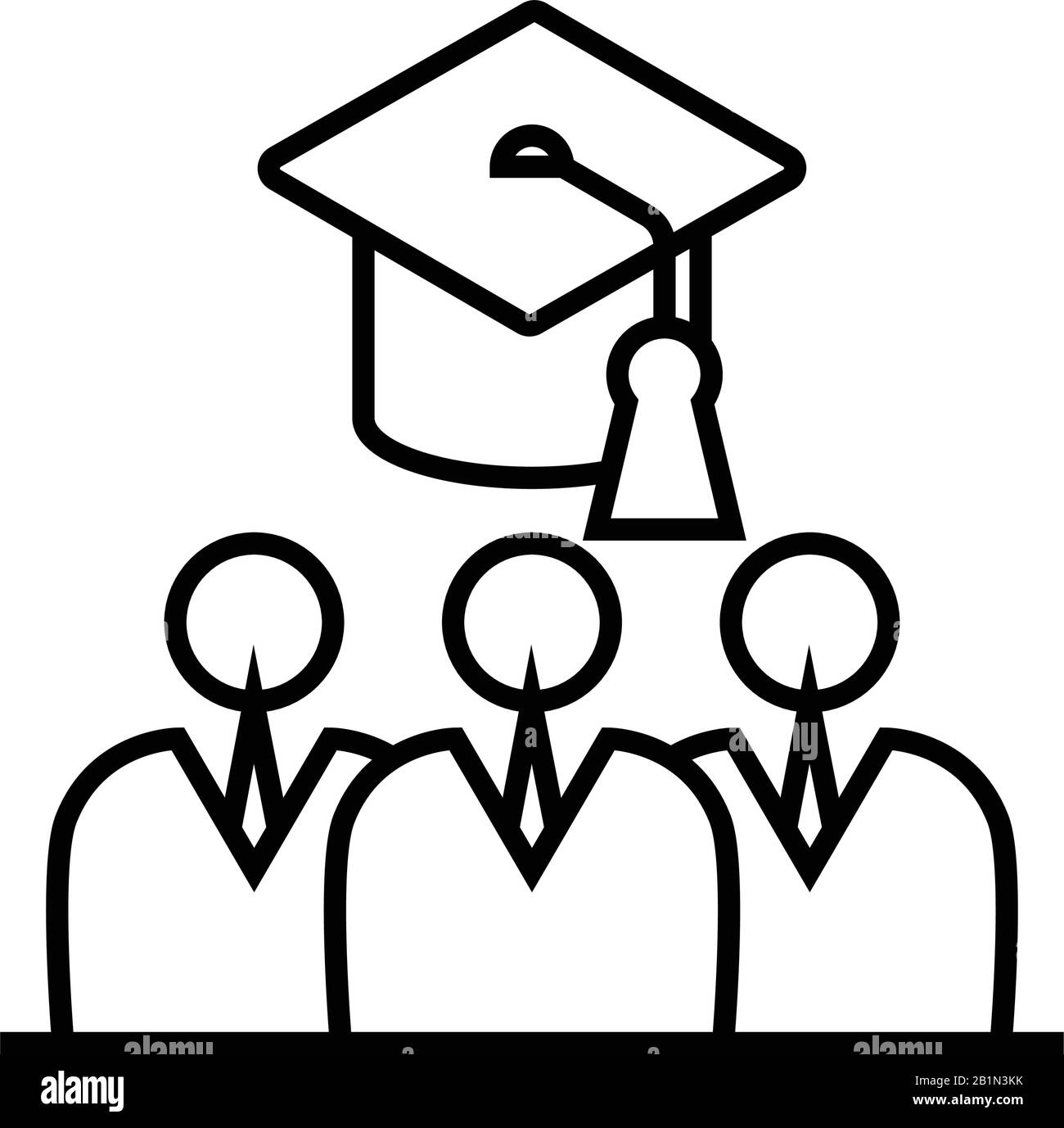 Graduates line icon, concept sign, outline vector illustration, linear ...