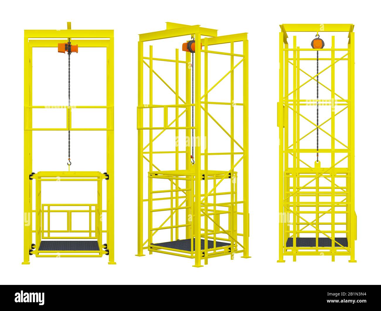 building yellow elevator isolated on white. 3d rendering Stock Photo ...