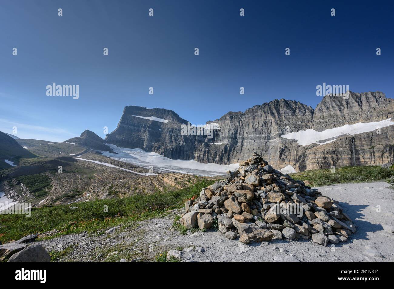 Large Rock Carin At Grinnell Glacier landing Stock Photo - Alamy