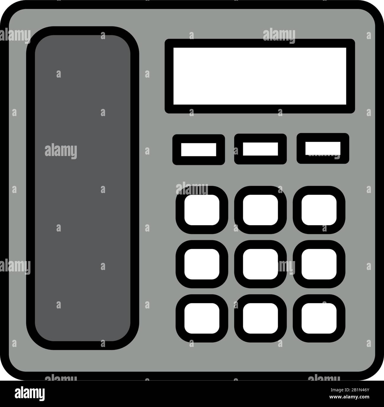 fixed office telephone, line style icon vector illustration design ...