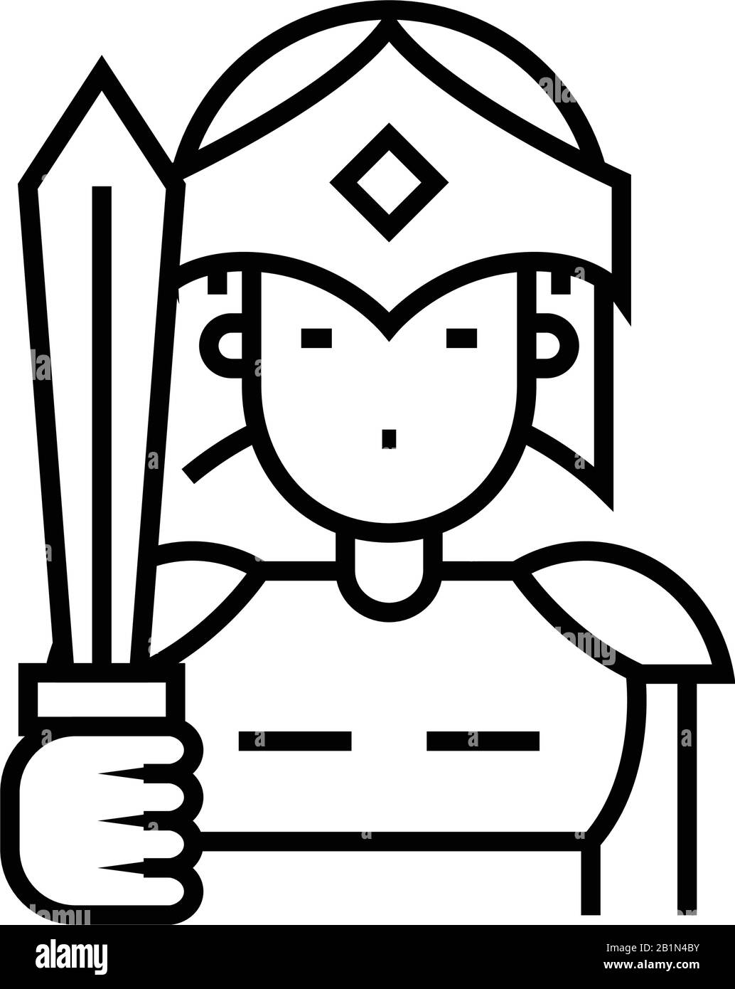 Great warrior line icon, concept sign, outline vector illustration ...