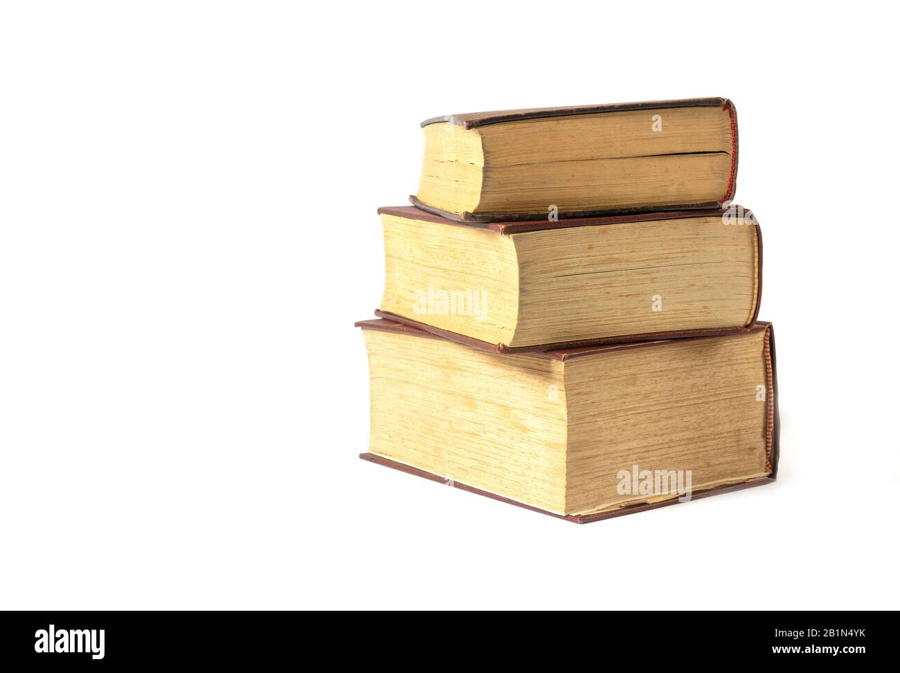 Old books with yellow pages isolated on white background Stock Photo ...