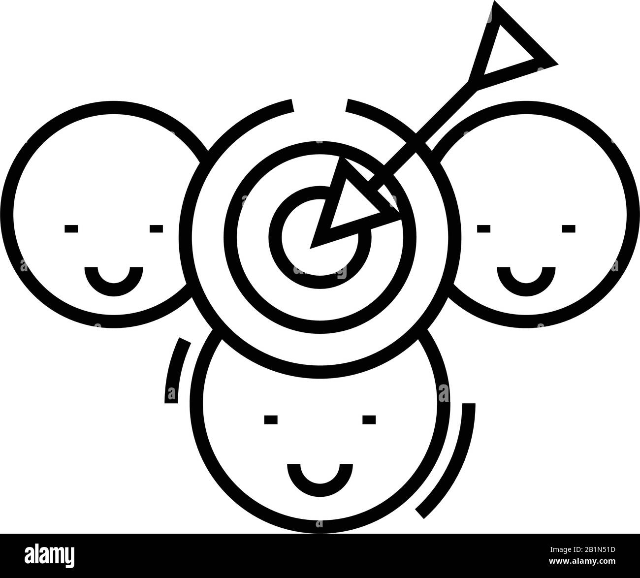 Goal reaching line icon, concept sign, outline vector illustration ...