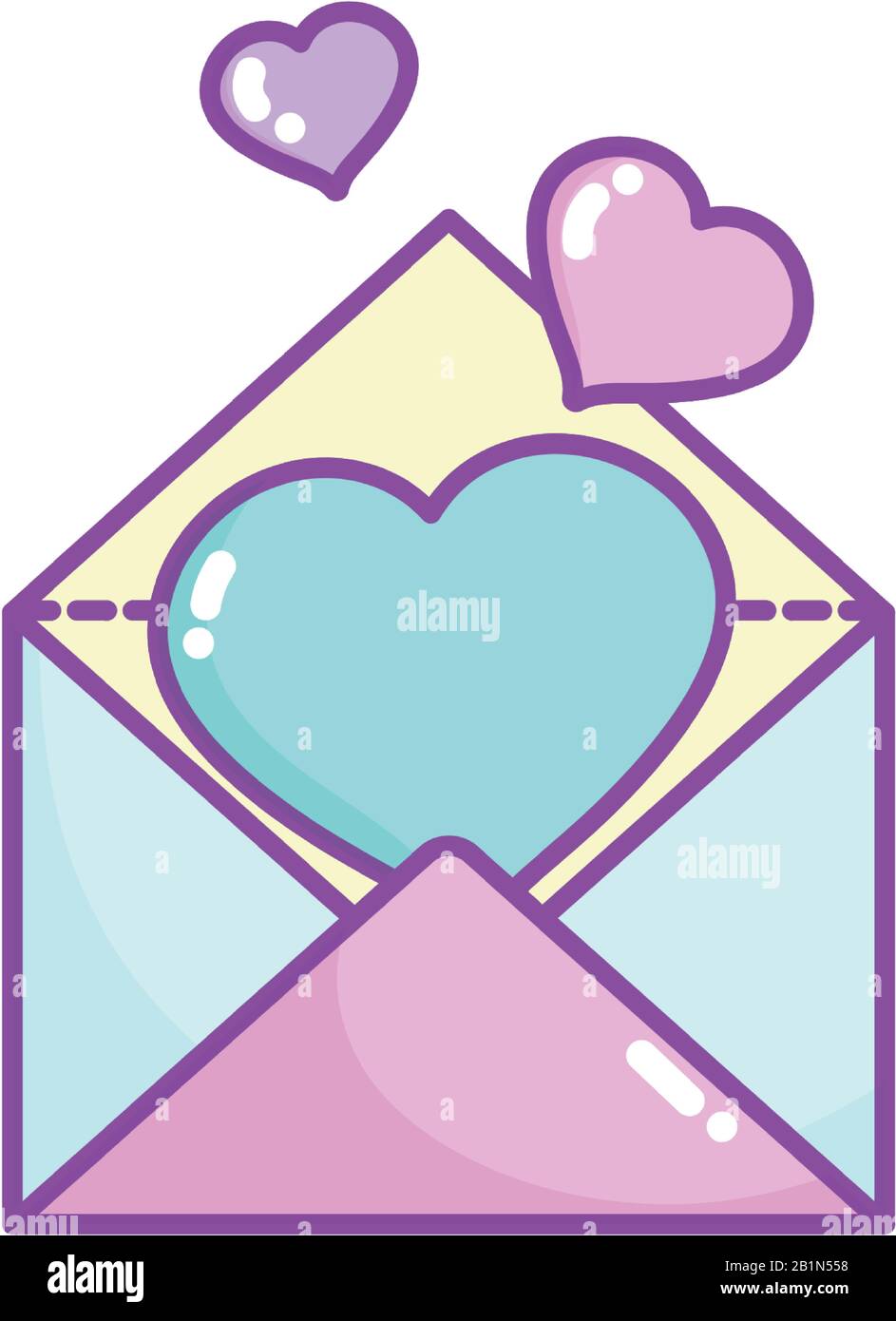 happy valentines day, envelope letter message love hearts cartoon ...