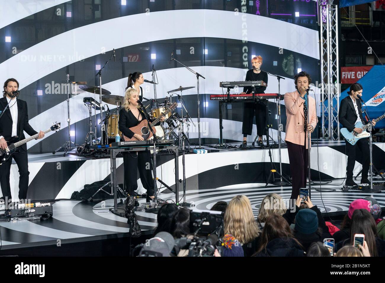 New York, United States. 26th Feb, 2020. Singer Harry Styles performs ...