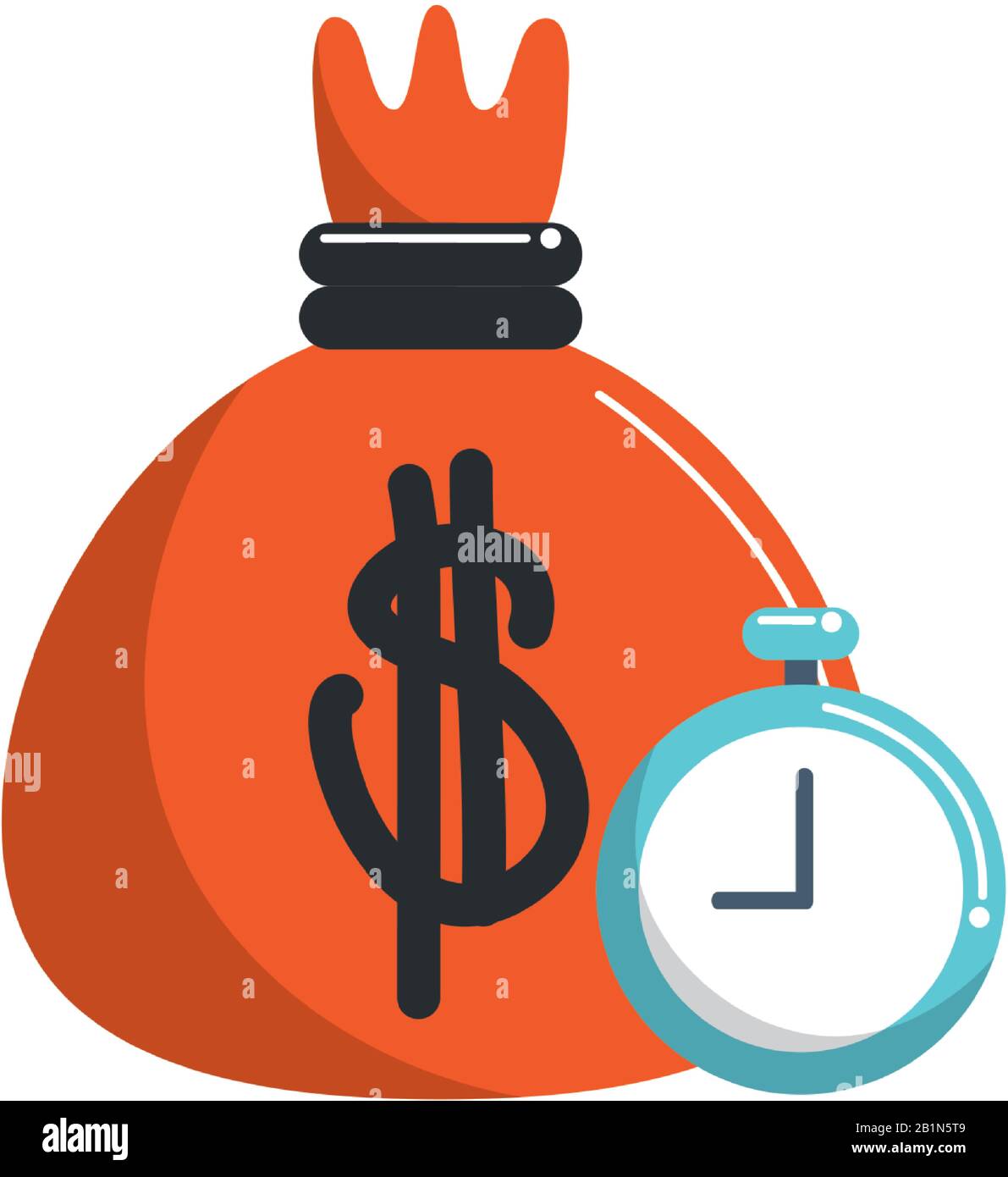 bag money stopwatch timer business financial vector illustration color ...