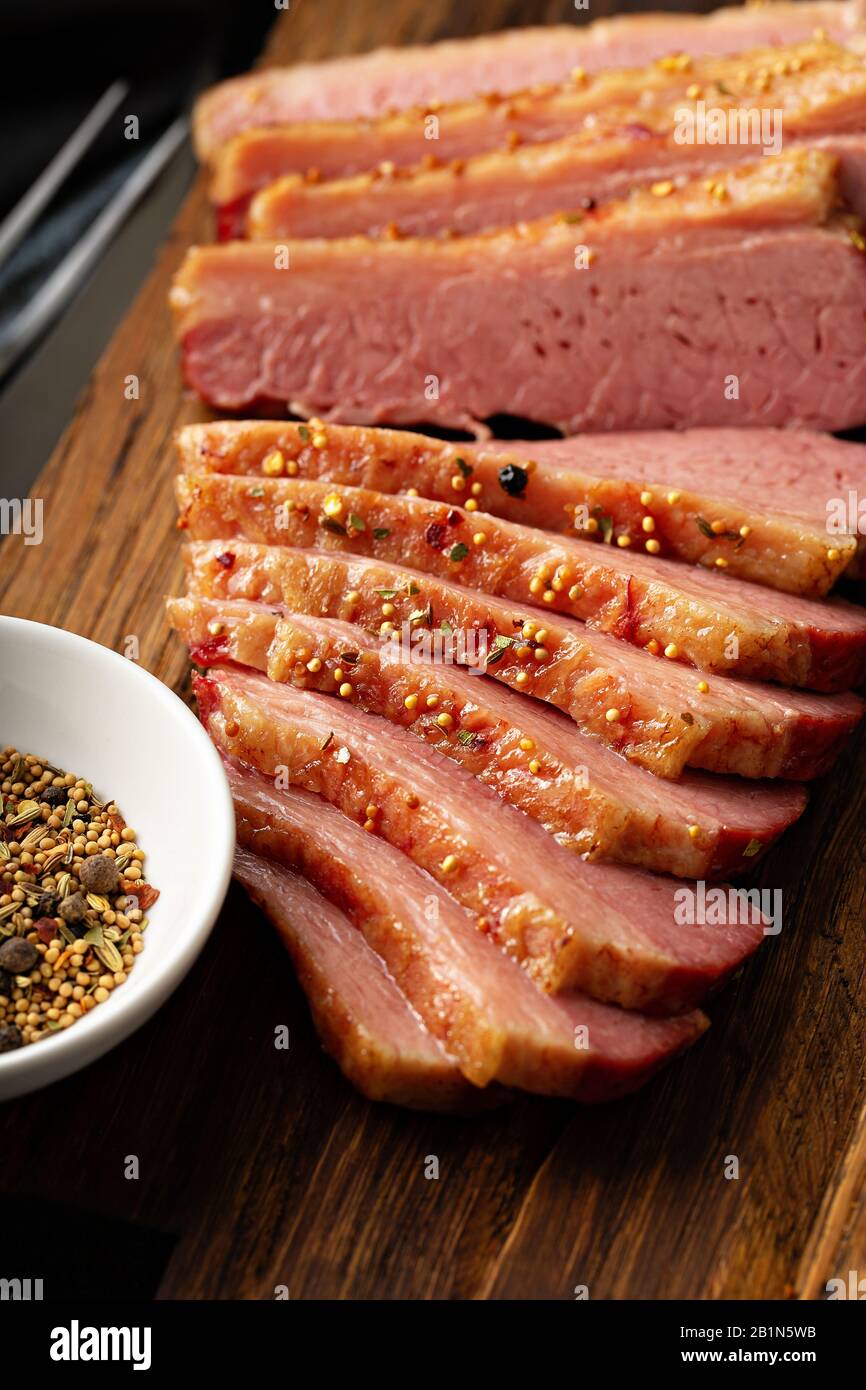 Homemade corned beef sliced Stock Photo - Alamy