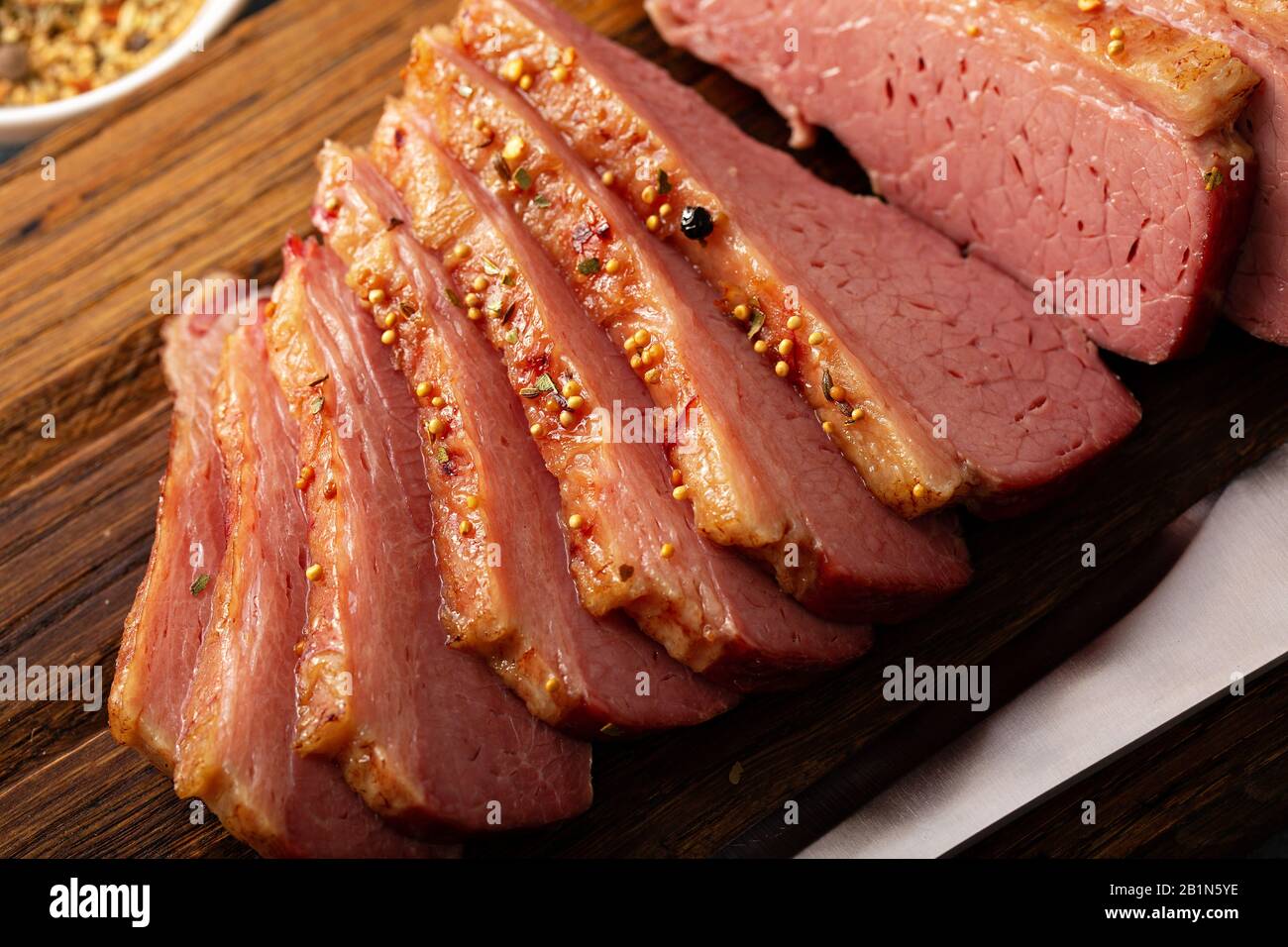 Homemade corned beef sliced Stock Photo - Alamy